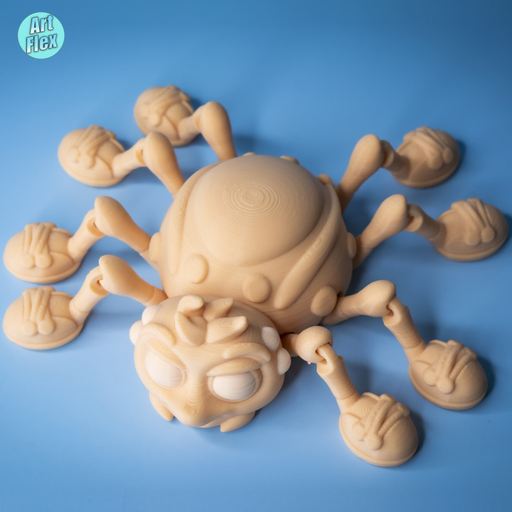 3D Printable Cute Flexi Spider Print In Place by ArtFlex