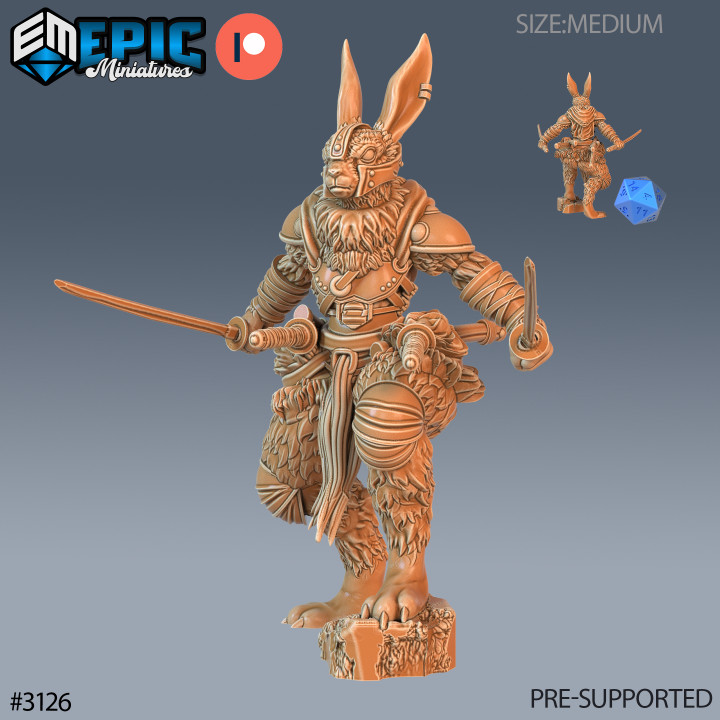 3D Printable Rabbit Folk Blade Master Set / Bunny Warrior / Rodent ...