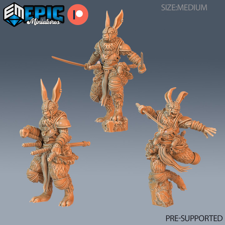 3D Printable Rabbit Folk Blade Master Set / Bunny Warrior / Rodent ...