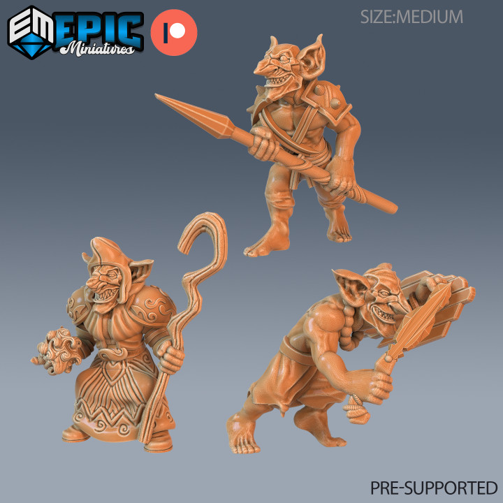 3D Printable Wicked Goblin Tribe Set / Male Goblinoid / Green Skin Army Soldier / Evil Ogre ...