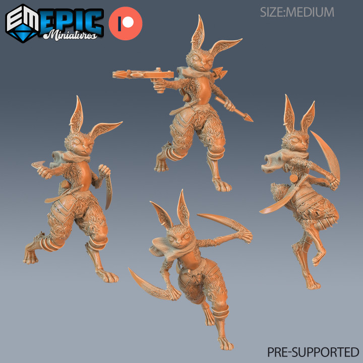 3D Printable Rabbit Folk Warrior Set / Bunny Warrior / Rodent Tribe ...