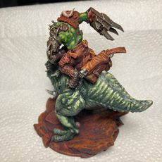 3D Printable Ork Beast Hunter Warboss on colossal Mount by MeshBrain Lab