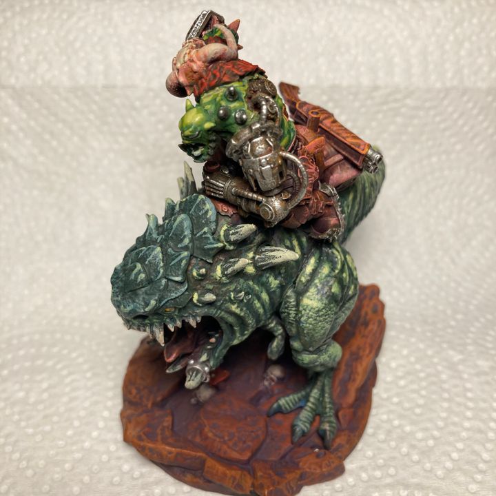 3D Print of Ork Beast Hunter Warboss on colossal Mount by Henpak