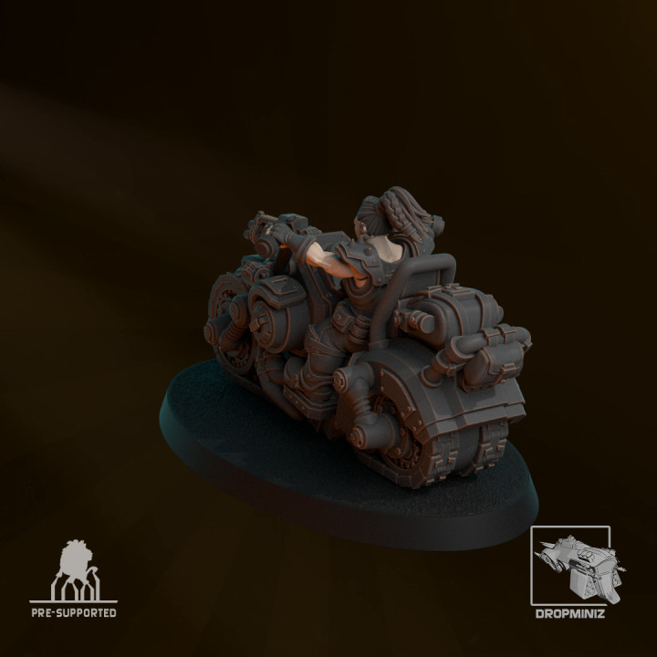 3D Printable Sci-Fi Dwarf Bikers by DropMiniz