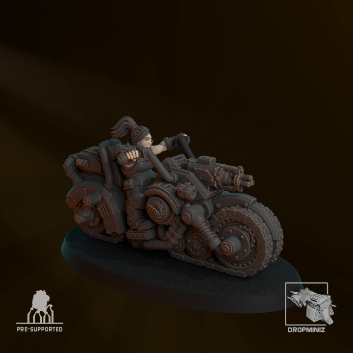 3D Printable Sci-Fi Dwarf Bikers by DropMiniz