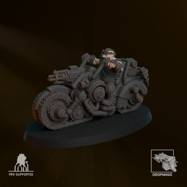 3D Printable Sci-Fi Dwarf Bikers by DropMiniz