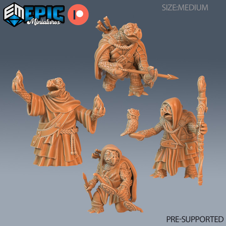 3D Printable Turtle Folk Tribe Set / Tortoise Fighter / Male Water ...