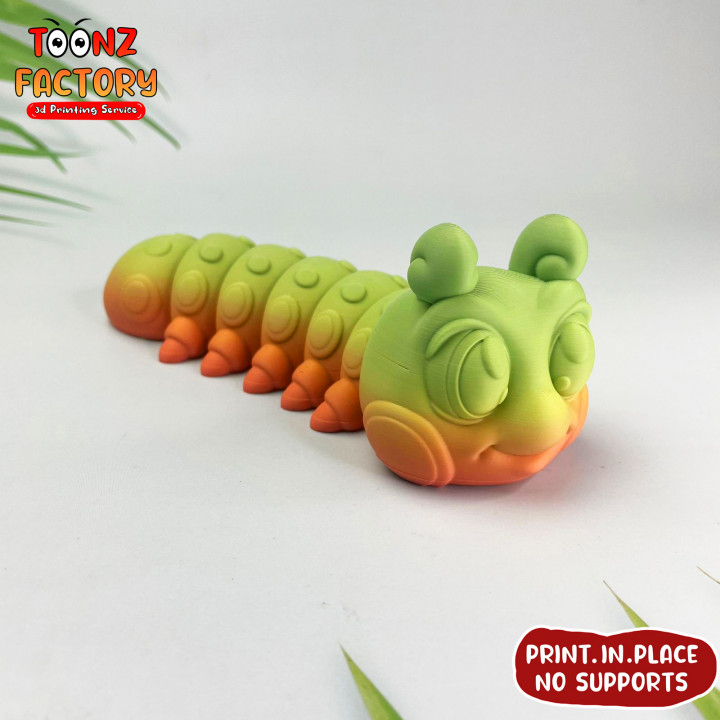 3D Printable CUTE FLEXI CATERPILLAR ARTICULATED by Toonz Factory
