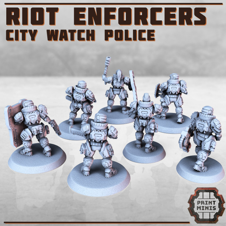 Téléchargement Heavy Riot Enforcers x7 - City Watch Police par Print Minis