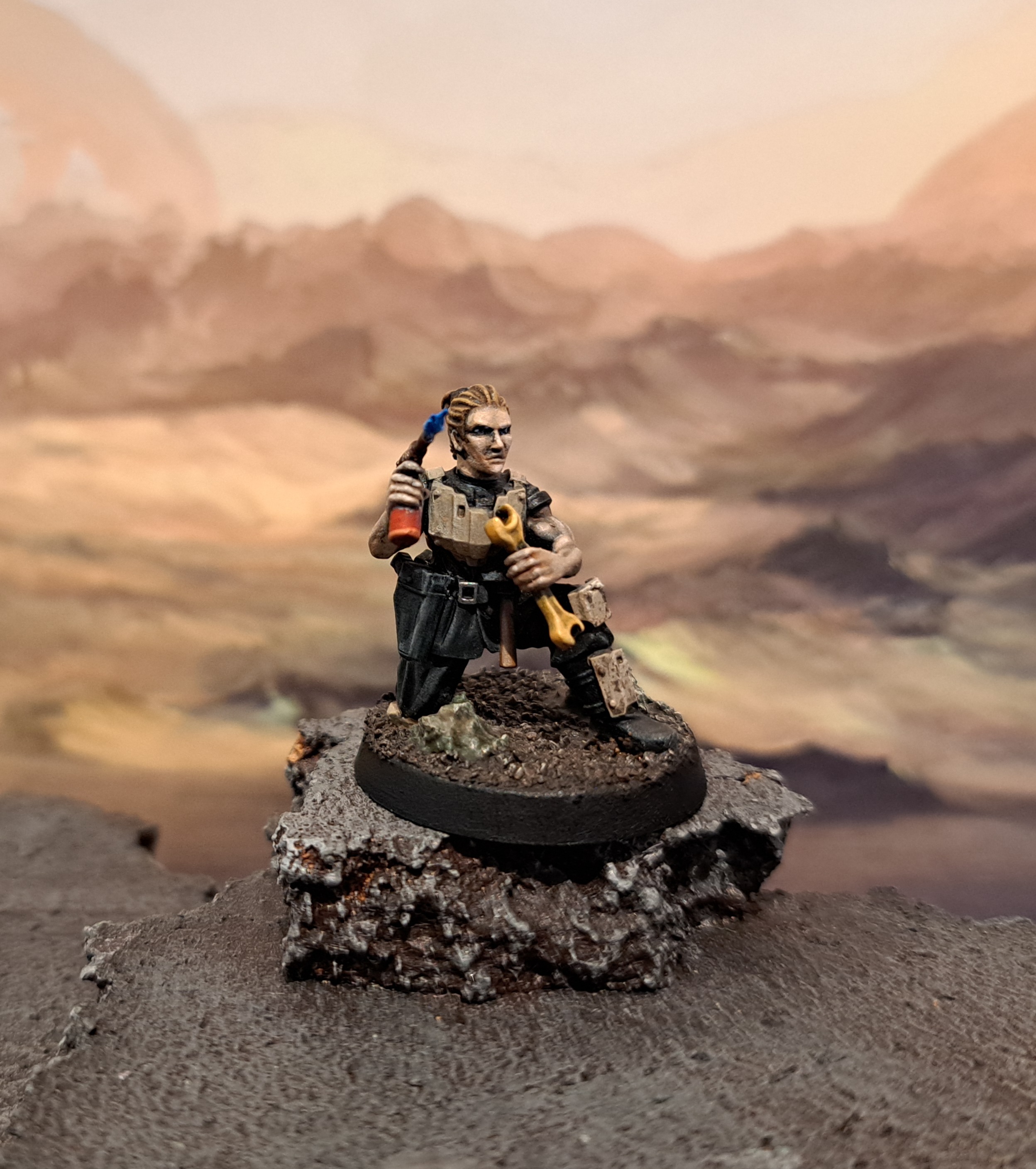3D Printable Female Mechanic - Kaledon Fortis by Print Minis