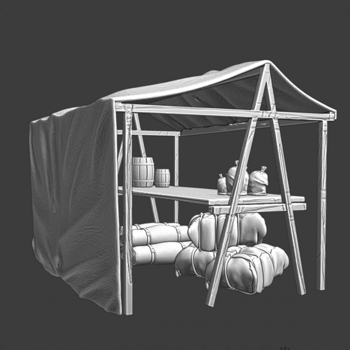 3D Printable Medieval merchants market stand by Northern Crusades ...