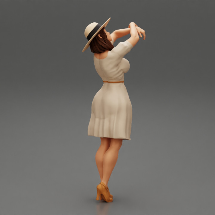 3D Printable Elegant woman in hat modern style fashion posing by ...