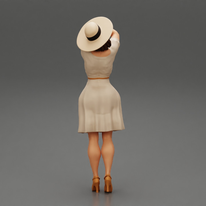 3D Printable Elegant woman in hat modern style fashion posing by ...