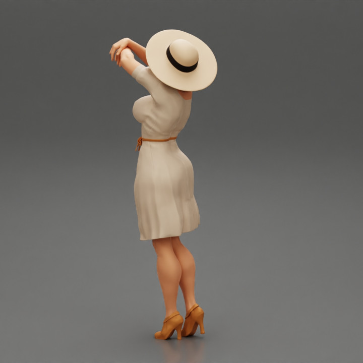 3D Printable Elegant woman in hat modern style fashion posing by ...
