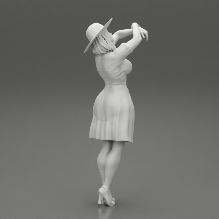 3D Printable Elegant woman in hat modern style fashion posing by ...