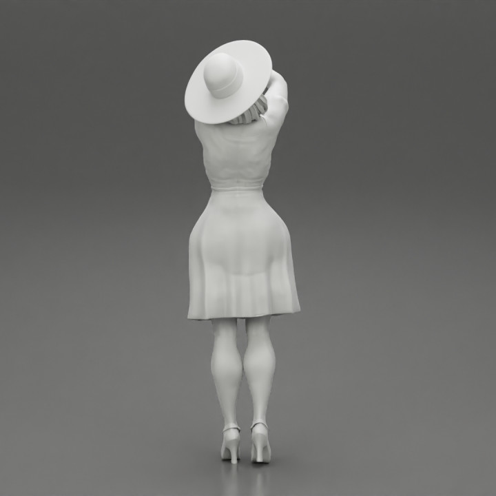 3D Printable Elegant woman in hat modern style fashion posing by ...