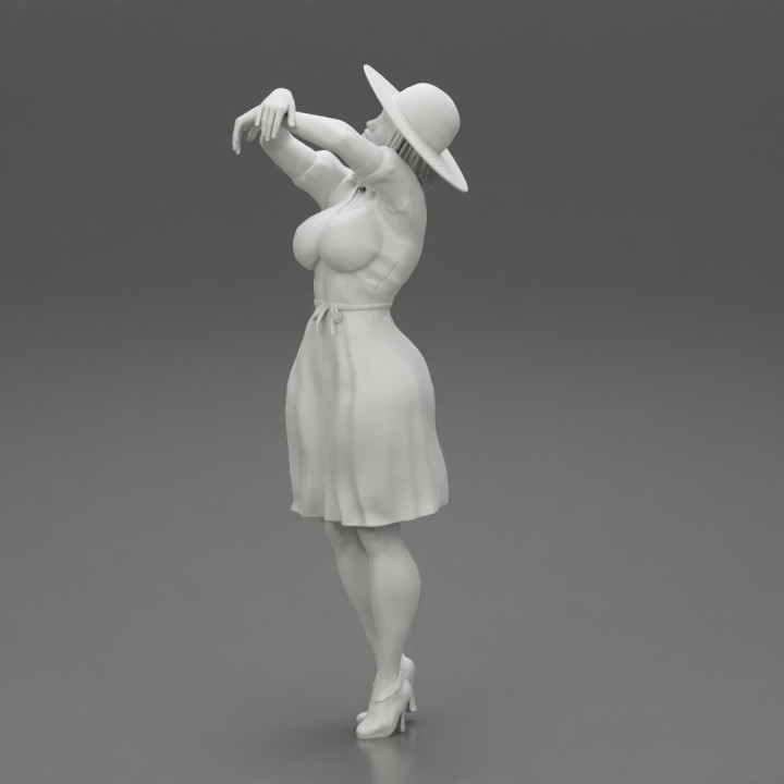 3D Printable Elegant woman in hat modern style fashion posing by ...