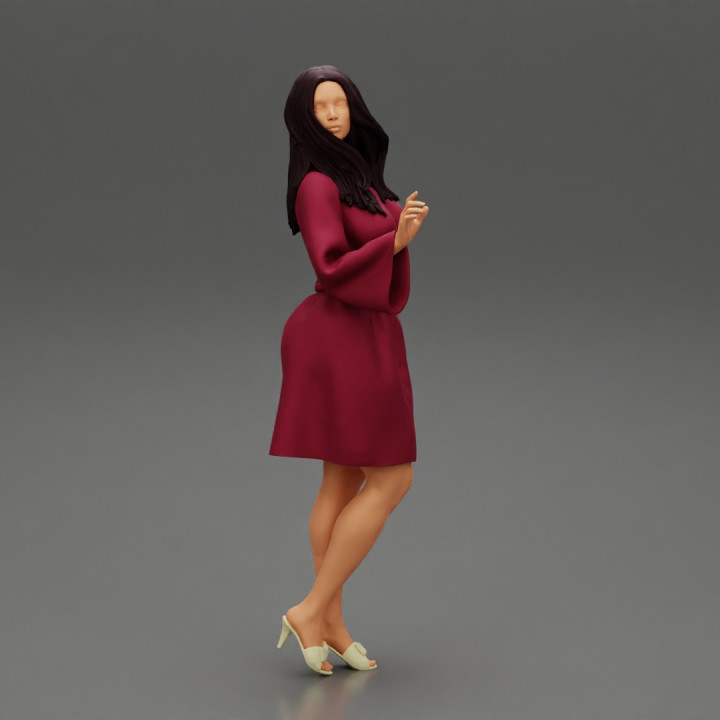 3D Printable Beautiful woman with long hair standing and posing by ...