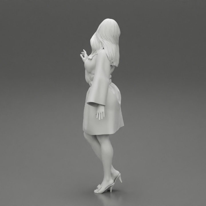 3D Printable Beautiful woman with long hair standing and posing by ...