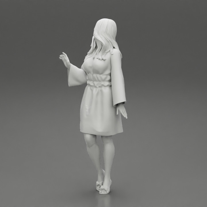 3D Printable Beautiful woman with long hair standing and posing by ...