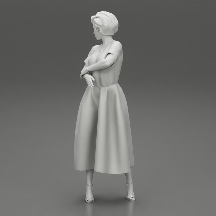 3D Printable Beautiful Woman with Curly Short Hair wearing classic ...