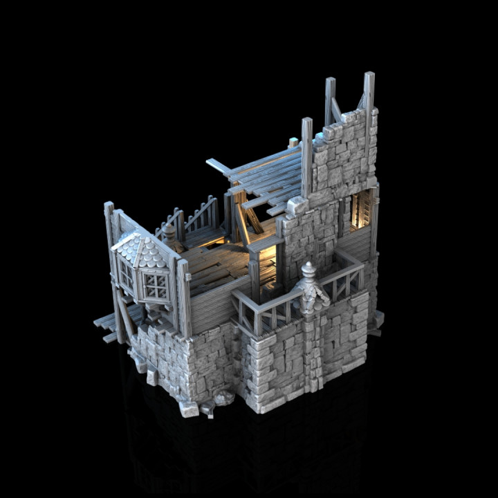 3D Printable House Ruin I - Medieval Town Set by Adrian
