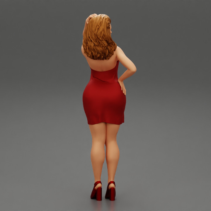 3D Printable Beautiful Woman in Dress with Hand on Hip by 3DGeschaft ...