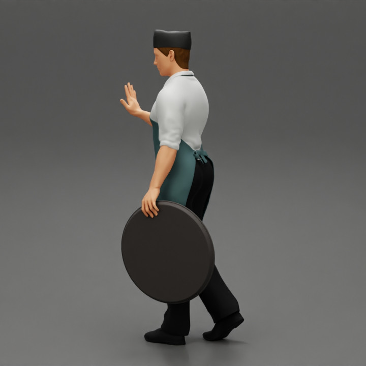 3D Printable Waiter carrying an empty tray by 3DGeschaft Miniatures Figures