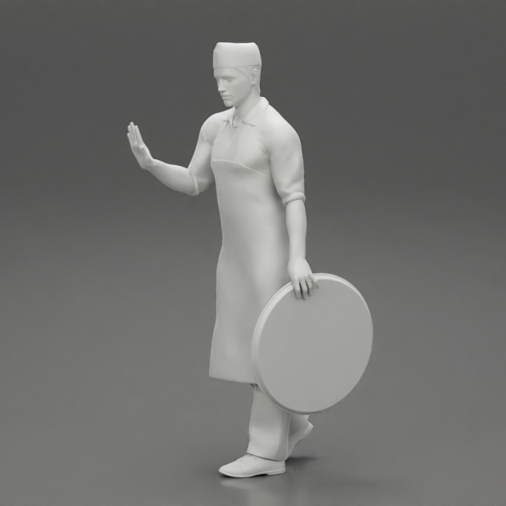 3D Printable Waiter carrying an empty tray by 3DGeschaft Miniatures Figures
