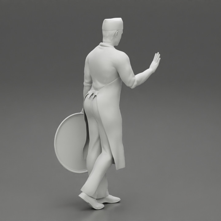 3D Printable Waiter carrying an empty tray by 3DGeschaft Miniatures Figures