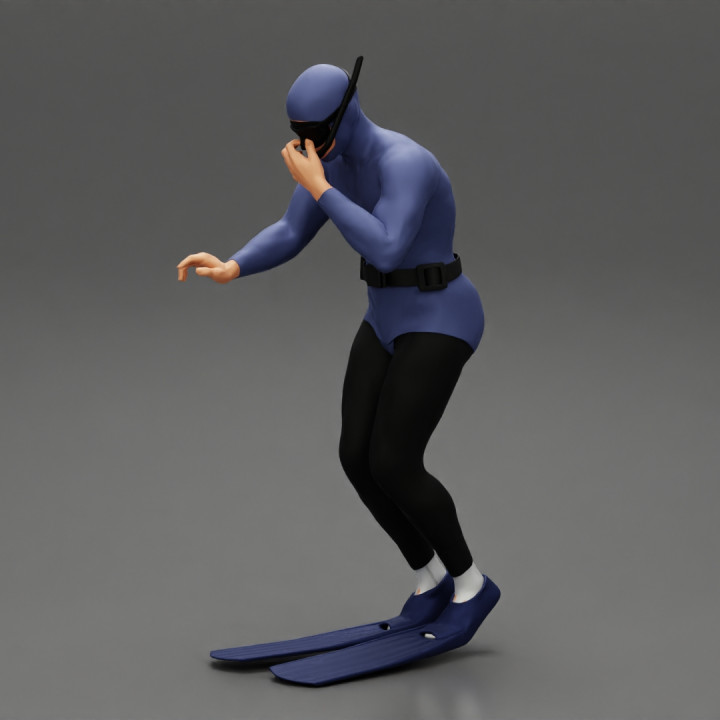 3D Printable scuba diver jumping from the boat in water by 3DGeschaft ...