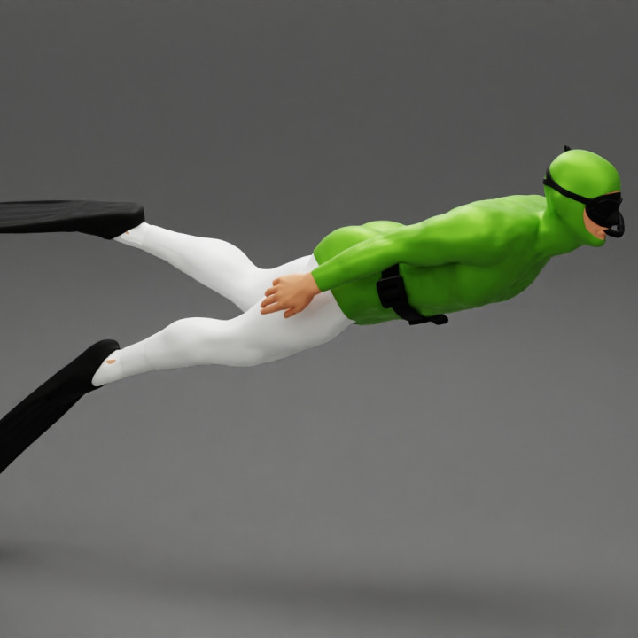3D Printable scuba diver swimming by 3DGeschaft Miniatures Figures