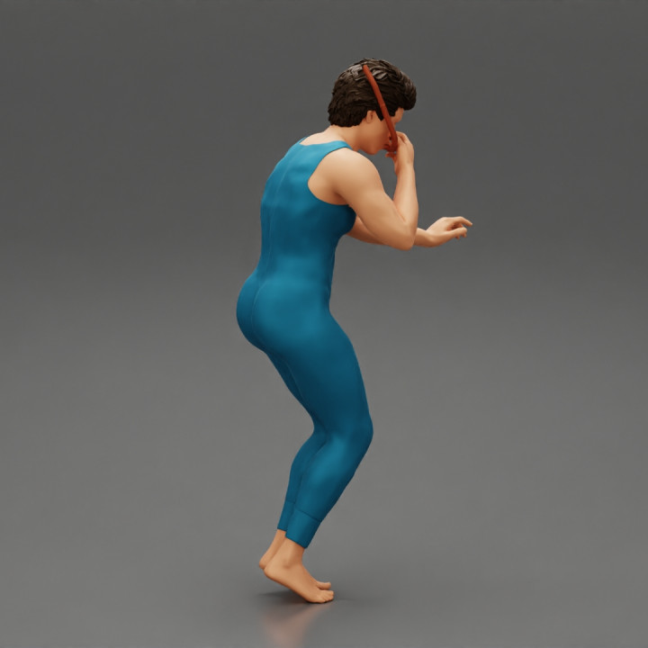 3D Printable swimmer jumping in water by 3DGeschaft Miniatures Figures