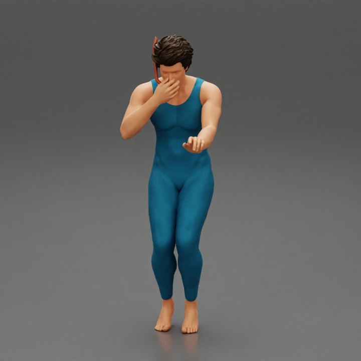 3D Printable swimmer jumping in water by 3DGeschaft Miniatures Figures