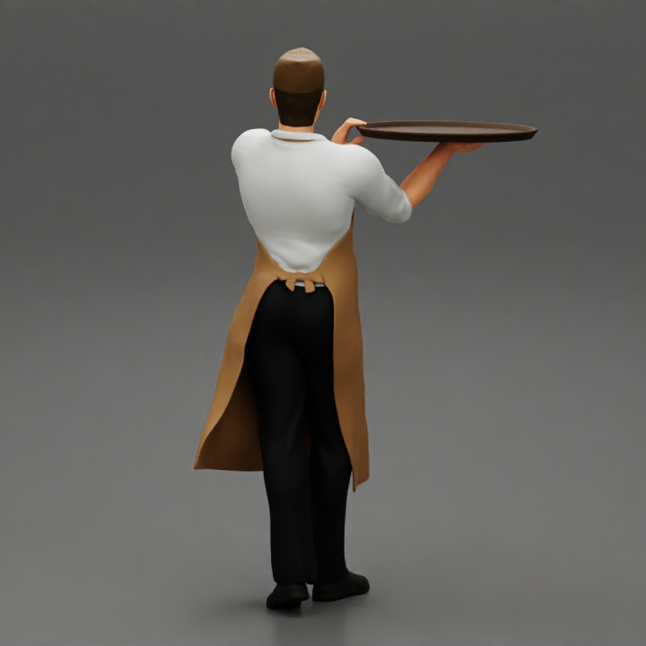 3D Printable waiter carrying a server tray by 3DGeschaft Miniatures Figures
