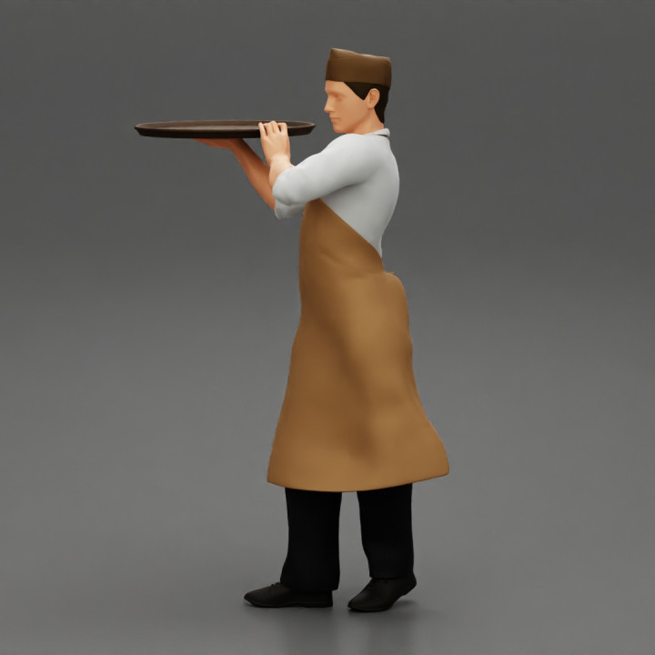 3D Printable waiter carrying a server tray by 3DGeschaft Miniatures Figures