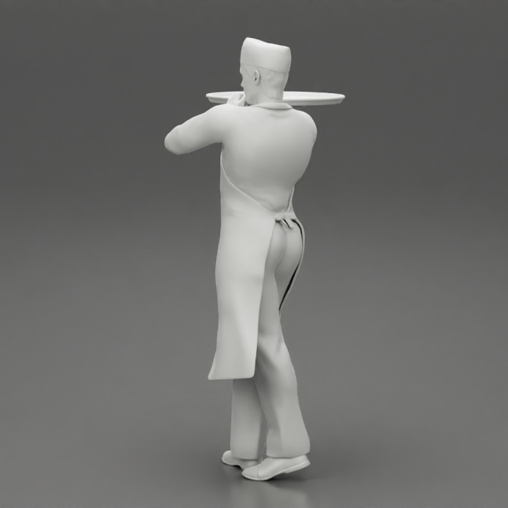 3D Printable waiter carrying a server tray by 3DGeschaft Miniatures Figures
