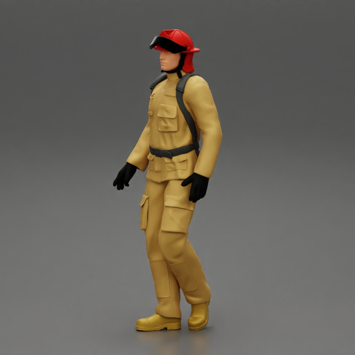 3D Printable Firefighter walking by 3DGeschaft Miniatures Figures