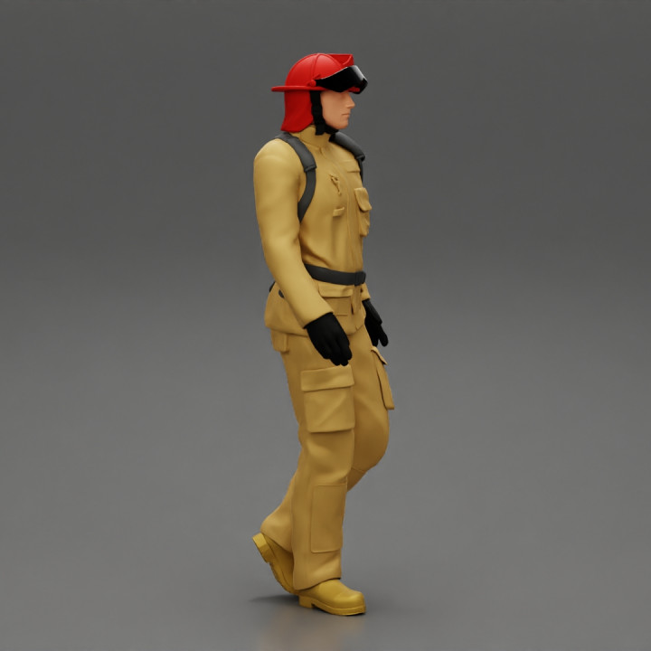 3D Printable Firefighter walking by 3DGeschaft Miniatures Figures