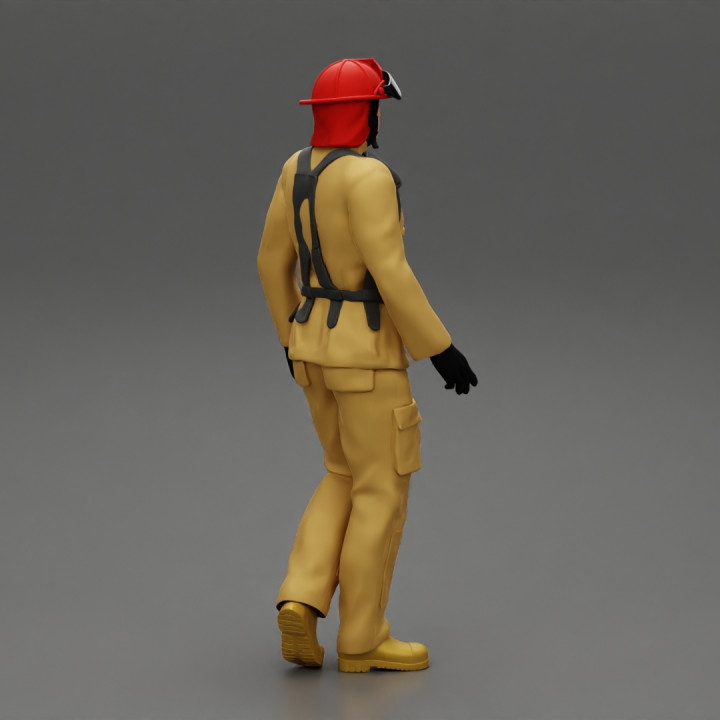 3D Printable Firefighter walking by 3DGeschaft Miniatures Figures