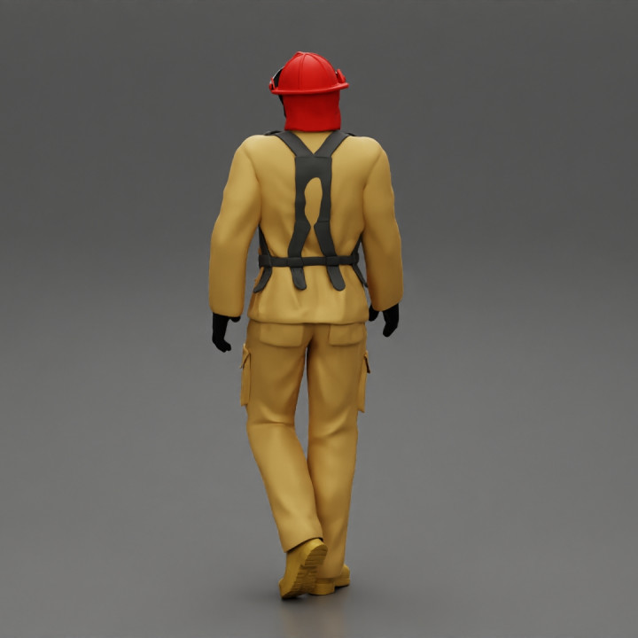 3D Printable Firefighter walking by 3DGeschaft Miniatures Figures