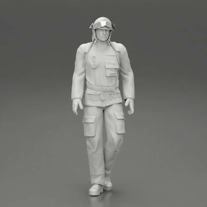 3D Printable Firefighter walking by 3DGeschaft Miniatures Figures