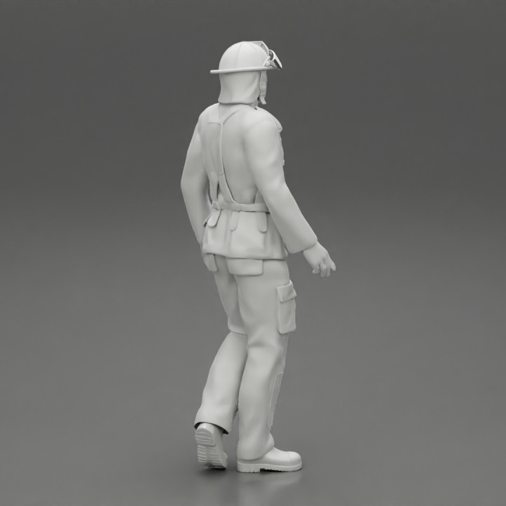 3D Printable Firefighter walking by 3DGeschaft Miniatures Figures