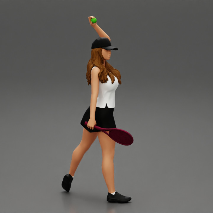 3D Printable woman throwing tennis ball by 3DGeschaft Miniatures Figures
