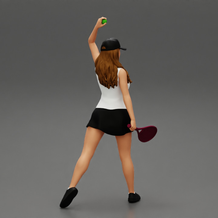 3D Printable woman throwing tennis ball by 3DGeschaft Miniatures Figures