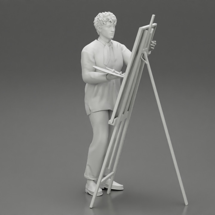 3D Printable artist painter drawing on canvas 2 by 3DGeschaft ...