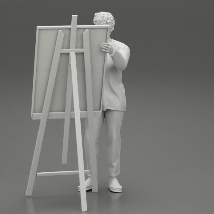 3D Printable artist painter drawing on canvas 2 by 3DGeschaft ...