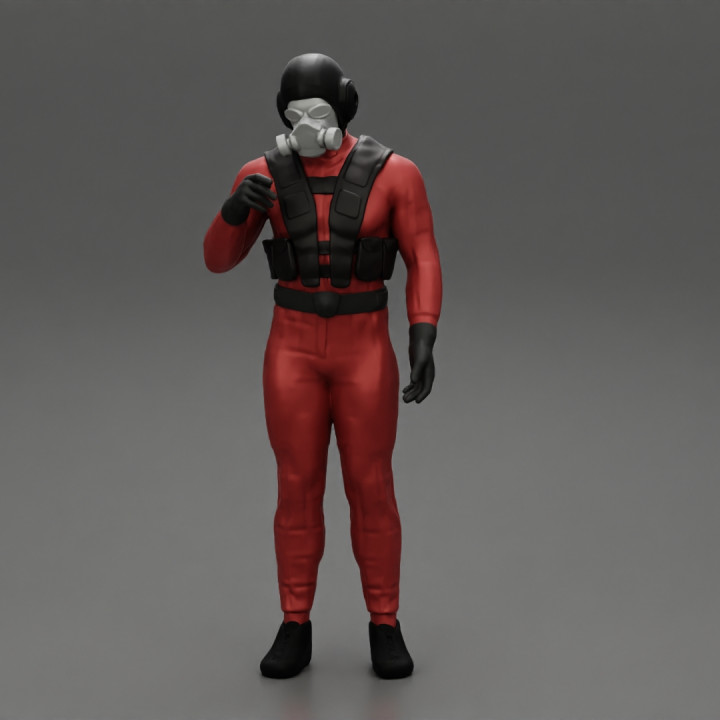 3D Printable Jet pilot standing in a oxygen mask by 3DGeschaft ...