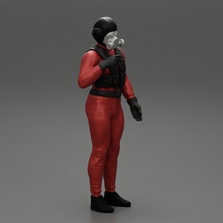 3D Printable Jet pilot standing in a oxygen mask by 3DGeschaft ...