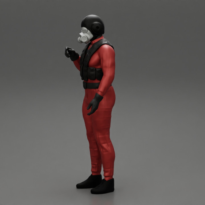 3D Printable Jet pilot standing in a oxygen mask by 3DGeschaft ...